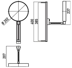 Emco Cosmetic mirrors Prime - Holící a kosmetické nástěnné neosvětlené zrcadlo, 3 a 7 násobné zvětšování, chrom 109500115