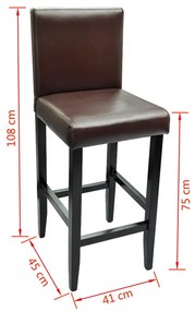 Barové stoličky 2 ks - umělá kůže | hnědá