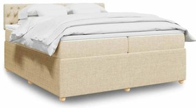 Box spring postel s matrací krémová 200x200 cm textil 3287575