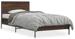 Rám postele hnědý dub 100 x 200 cm kompozitní dřevo a kov,  845526