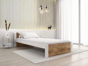 Postel IKAROS 90 x 200 cm, bílá/dub artisan Matrace: Bez matrace, Rošt: Bez roštu