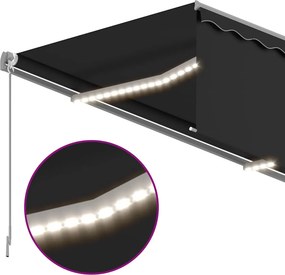 Ručně zatahovací markýza s roletou a LED 4,5 x 3 m antracitová 3069444