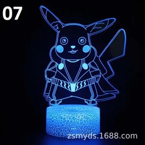 Pokemon Pikachu 3D lampa se změnou barvy Balení: s dálkovým ovladačem, Varianta: 07