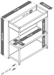 Tchibo - Kovová konzola »Cn3 Slim Line« s policí, hnědošedá