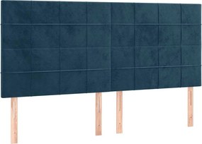 Box spring postel s matrací a LED tmavě modrá 200x200 cm samet 3136147