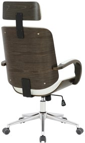 Kancelářská židle Lindsell - ohýbané dřevo a umělá kůže | šedá a bílá