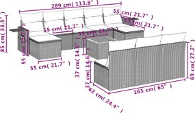 11dílná zahradní sedací souprava a podušky mix béžové polyratan 3257102