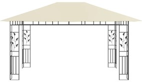 vidaXL Marketos Altán s moskytiérou a světelnými LED řetězy 4x3x2,73 m krémový