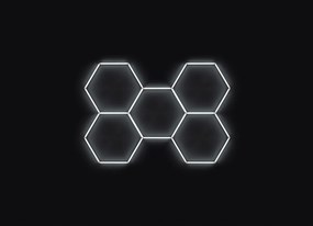 Escape6 Kompletní Led hexagonové svítidlo bílé 6500 K, 5 elementů 238x168cm