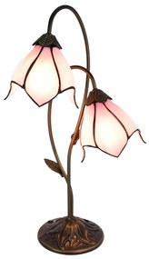 Růžová stolní lampa Tiffany Folwia Pink  - 35*18*61 cm E14/max 2*25W