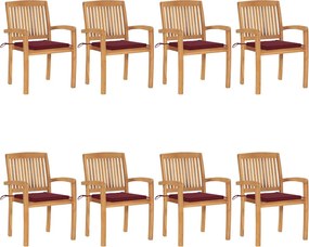 Stohovatelné zahradní židle s poduškami 8 ks masivní teak 3073249