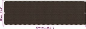 Balkonová zástěna hnědá 90 x 300 cm HDPE 311044