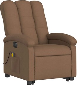 Elektrické zvedací masážní polohovací křeslo hnědé textil 3204132
