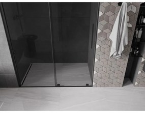 Mexen Velar, posuvné sprchové dveře do otvoru 140 cm, 8mm šedé sklo, černá matná, 871-140-000-41-70