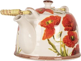 Krémová konvička s vlčími máky a se sítkem - 18*14*12 cm / 800 ml