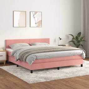 Box spring postel s matrací růžová 160x200 cm samet 3141196