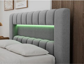 Šedá čalouněná dvoulůžková postel s úložným prostorem s roštem 140x200 cm Lamica – ELTAP