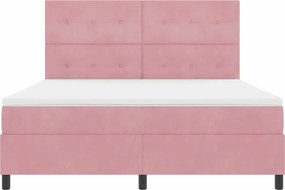 Postel s boxspringem s čelo Růžová 180 x 200 cm samet 3339853