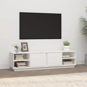 TV skříňka bílá 156 x 40 x 40 cm masivní borové dřevo
