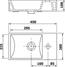 Sapho, MINOS keramické umývátko 45x26cm, pravé