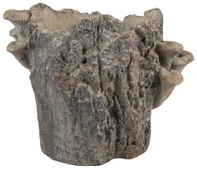 Hnědý cementový květináč kmen stromu s houbami Botanic M - 24*18*18 cm