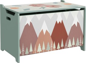 Úložné boxy ZONEKIZ pro děti 3-8 let s 2 úchyty a potiskem medvídka, nosnost 20 kg na knihy a oblečení, 60x37x39 cm, zelené | Aosom