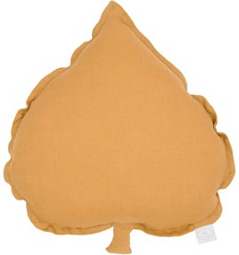 Cotton &amp; Sweets Lněný polštář lipový list karamelová 38×43 cm