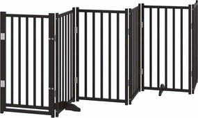 Zábrana pro psy s dvířky skládací 9 panelů černá 450 cm topol 3155712