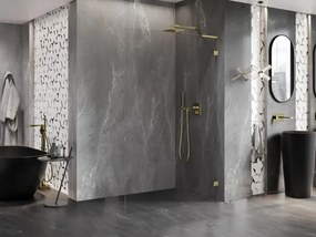 Mexen, Mexen Lunar L sprchová stěna pravá 110 x 200 cm, průhledná 8 mm, zlatá - 830L-110-000-50-00-P