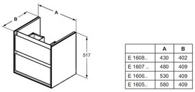 Ideal Standard Connect Air Skříňka pod umyvadlo Cube 65 cm, lesklý bílý E1605B2