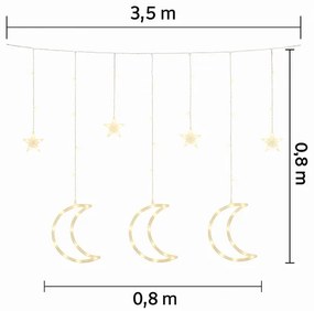 Dekorační světelný závěs měsíce a hvězdy