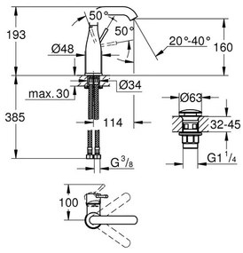 Grohe Essence New Baterie umyvadlová, s výpustí 23798001