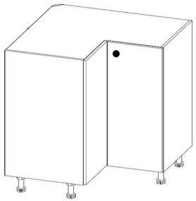 Nejlevnější nábytek MISAEL dolní rohová skříňka D90N pravá, korpus bílý, dvířka borovice andersen