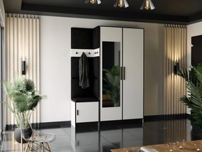 Šatní skříň Roj13 - 158x205x39cm bílý + černý