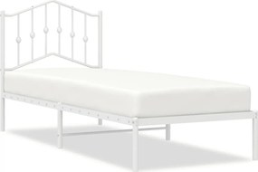 vidaXL Kovový rám postele s čelem 90 x 200 cm [373831] Barva: Bílá