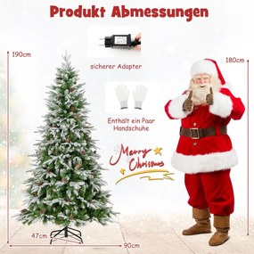 Costway 190 cm velký osvětlený vánoční stromek zasněžený sváteční strom