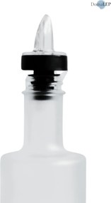 Skleněná láhev na olej 200 ml bílá mléčná s čirou nálevkou VILO