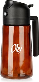 VILDE Skleněný rozprašovač a dávkovač na olej 2v1 450ml - hnědé sklo