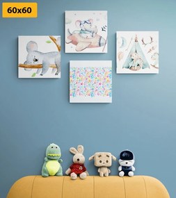 Set obrazů pro děti v nádherných barvách - 4x 40x40 cm