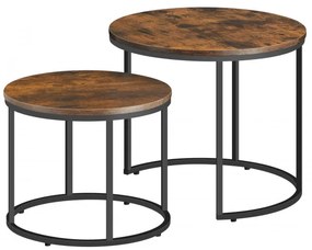 Set dvou konferenčních stolků - rustikální (černé nohy)