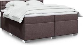 Box spring postel s matrací tmavě hnědá 200x200 cm textil 3286012