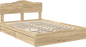 Postel s úložným prostorem se zásuvkou Sonoma dub 140 x 190 cm 3413098