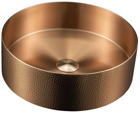 Sapho Sapho, AURUM nerezové umyvadlo na desku, průměr 38cm, včetně odtoku, tepaný kov, měď mat, AU301-T