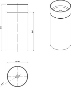 Sapho Sapho, OASIS keramické umyvadlo volně stojící ø 40x89cm, bílá mat, AS408-31