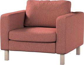 Potah na křeslo IKEA Karlstad, krátký barva hnědá látka pletený vzor