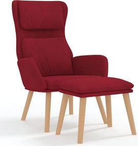 Relaxační křeslo se stoličkou vínové samet 3097825