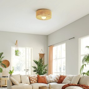 Stropní svítidlo, boho stropní lampa s objímkou G9 LED, kulaté stínítko z konopného provazu