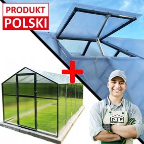 Aluminiový Zahradní Skleník 5,6 m2 Polykarbonátový Tunel 210X271 Okno