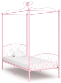 Rám postele s nebesy růžový kovový 90 x 200 cm,  284486