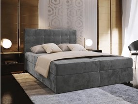 Čalouněná postel boxspring GLORIEN VELVET 160x200 cm šedá Matrace: Matrace Bonell pružinová